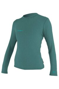 o'neill wetsuits women's hybrid l/s sun shirt rash guards, turquoise, medium us