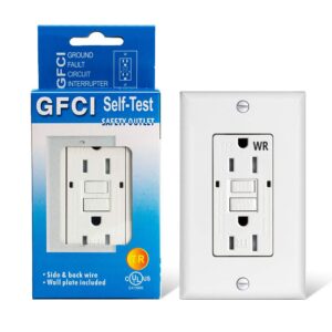 gfci outlet receptacle 15 amp-weather resistant self testing tamper resistant duplex ground fault circuit interrupter outlet ul certified for home/commercial/outdoor/indoor