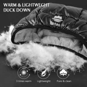 Botack Duck Down Earflap Hat, Ultra Lightweight Waterproof Windproof Down Fleece Warm Beanie Hat for Skiing Black