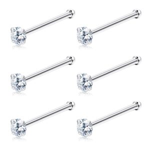 sllaiss 6pcs 20g sets with austria zirconia nose ring studs 316l stainless steel hypoallergenic 1.5mm 2mm nose piercing set body jewelry