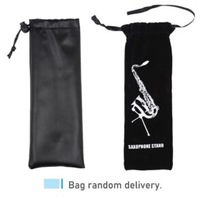 Mowind Foldable Alto Saxophone Stand Stainless Steel Sax Stand Holder Portable Saxophone Bracket Adjustable Stand with Leather Bag