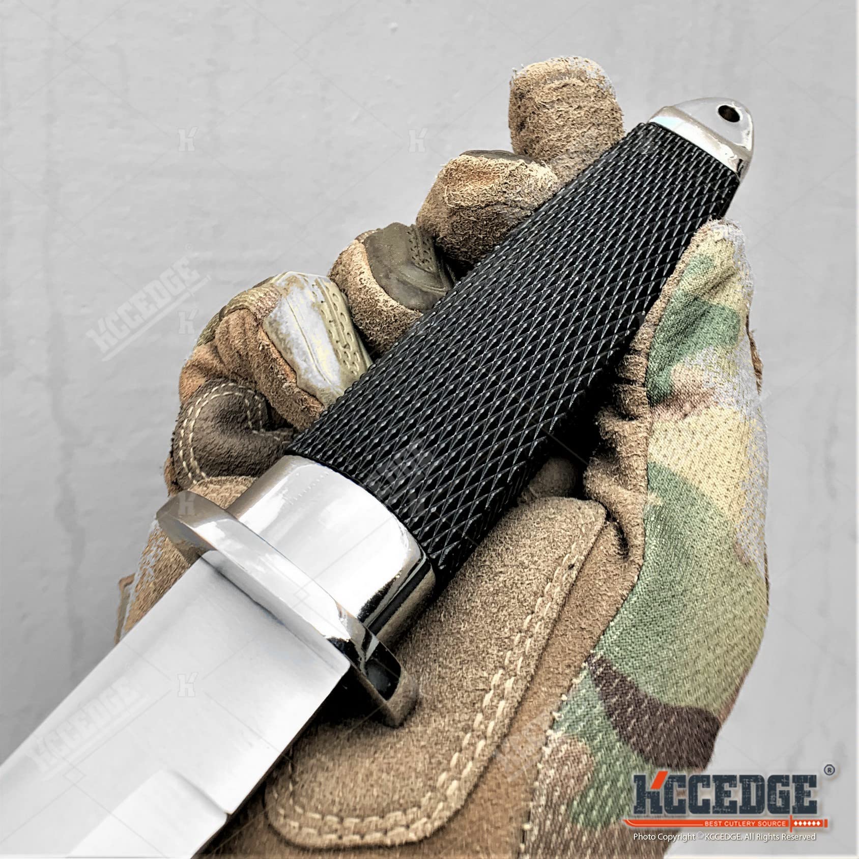 KCCEDGE BEST CUTLERY SOURCE Tactical Knife, 12.5in Full Tang 3cr13 Stainless Steel Blade, Modern Samurai Tanto Knife for Camping, Hiking, Fishing, Hunting