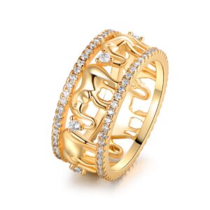 barzel 18k gold & 2-tone plated elephant cubic zirconia eternity ring (gold, 8)