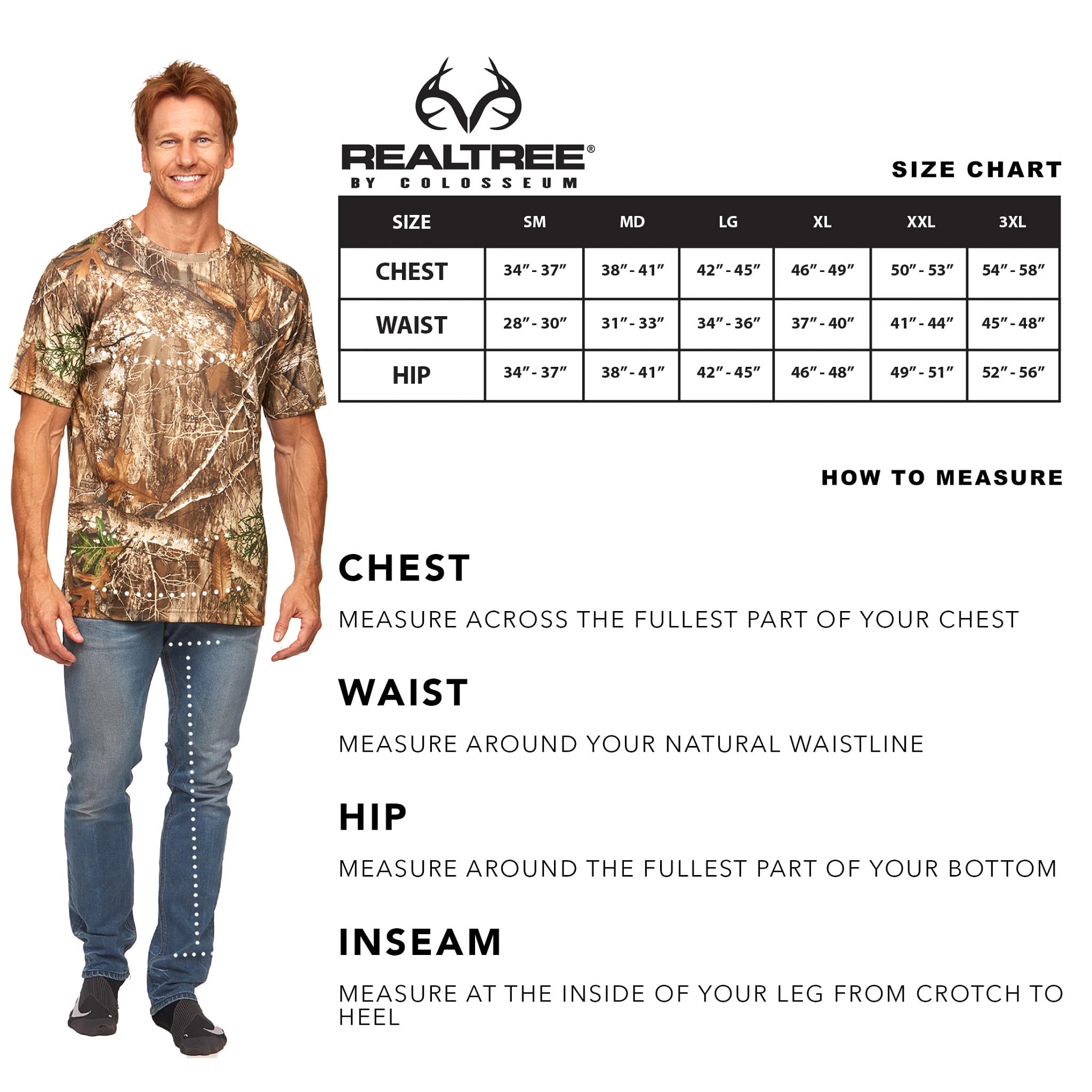 Realtree Men's Essential Camo Lightweight Performance Short Sleeve Shirt (RT Edge, Large)