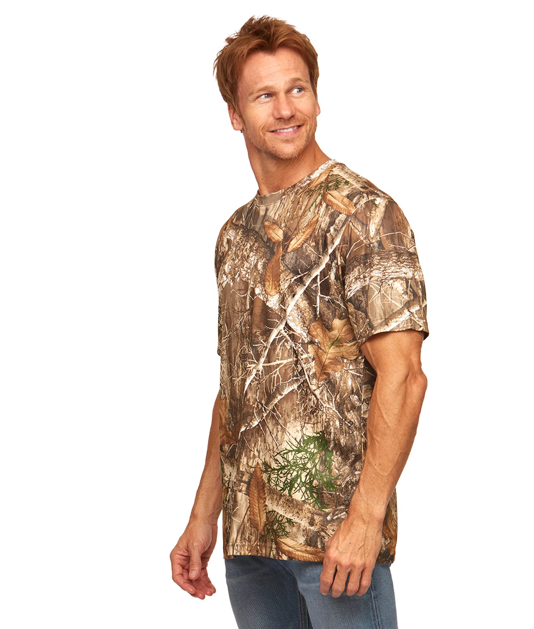 Realtree Men's Essential Camo Lightweight Performance Short Sleeve Shirt (RT Edge, Large)