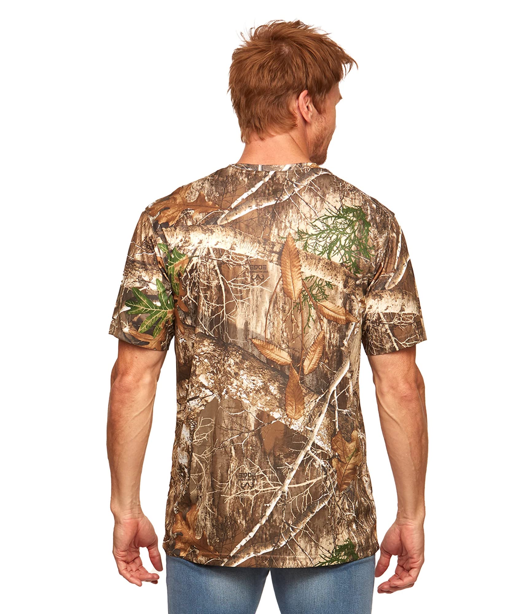 Realtree Men's Essential Camo Lightweight Performance Short Sleeve Shirt (RT Edge, Large)