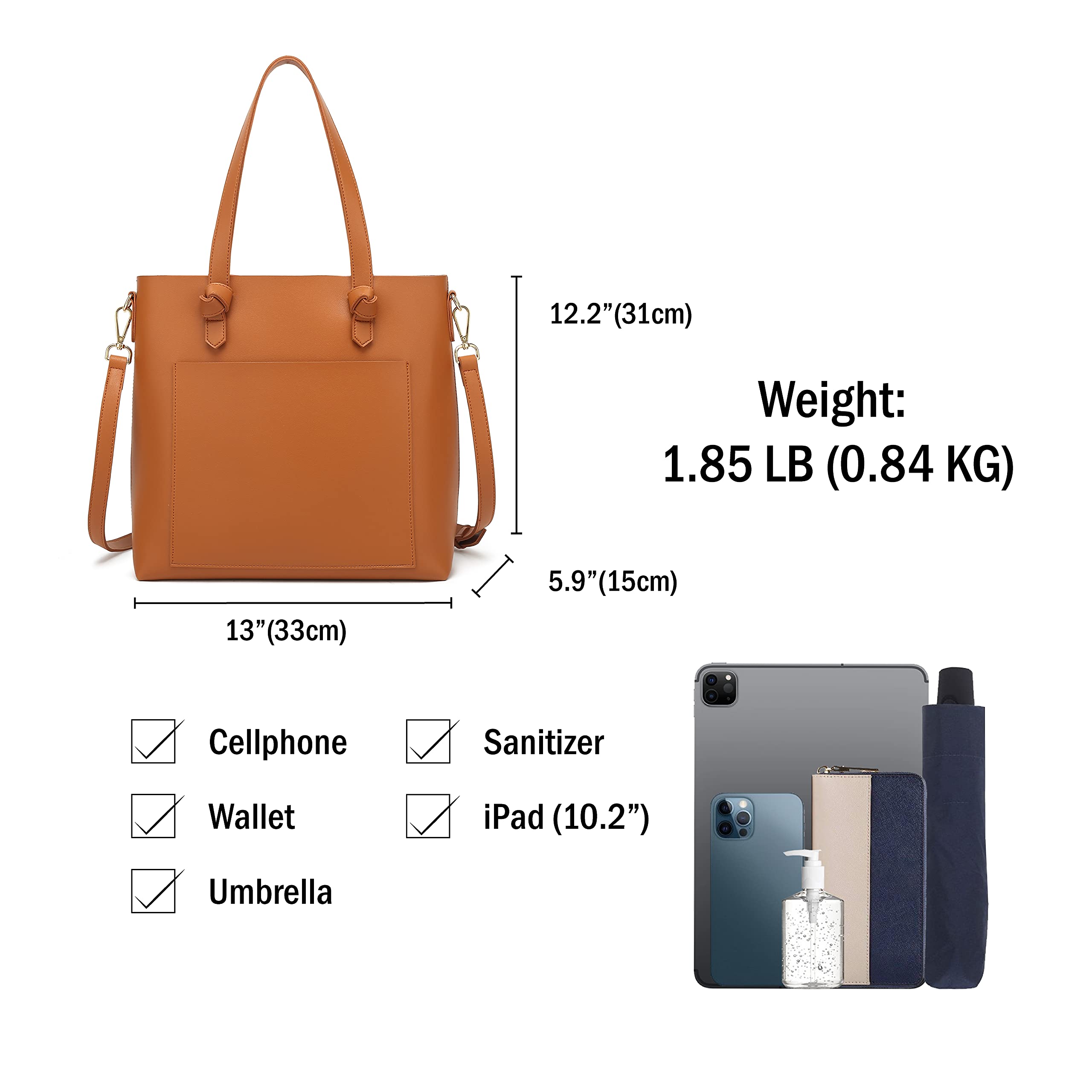 Scarleton Tote Bag for Women, Top Handle Purses, Satchel Handbag, Faux Leather Hobo, Shoulder Bag, Crossbody Bag, H1156208142 - Light Brown