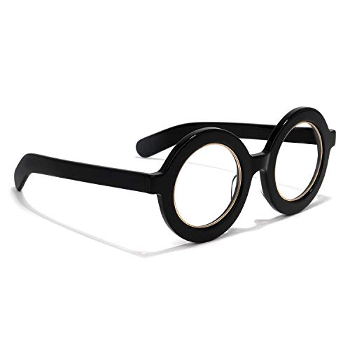 Zeelool Retro Thick Round Eyeglasses Frame for Women Men Non-prescription Clear Lens Calhoun ZOA01776-01 Black