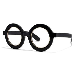 Zeelool Retro Thick Round Eyeglasses Frame for Women Men Non-prescription Clear Lens Calhoun ZOA01776-01 Black