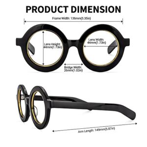 Zeelool Retro Thick Round Eyeglasses Frame for Women Men Non-prescription Clear Lens Calhoun ZOA01776-01 Black