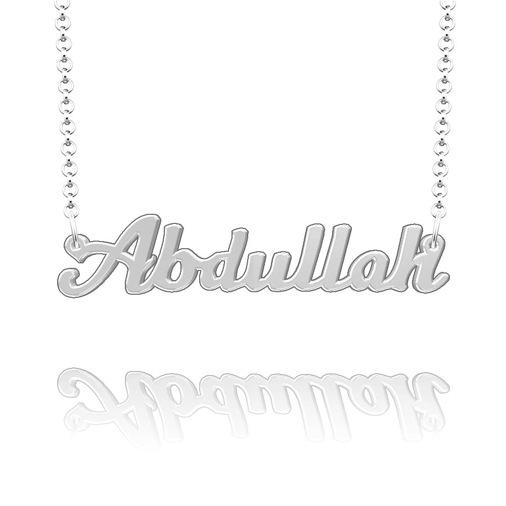 CLY Jewelry Personalized Abdullah Name Necklace Custom Silver Pendant Chain Customized Gift for Her