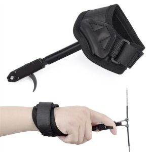 compound bow release aid trigger adult archery right left hand adjustable black wrist strap （pack of 1