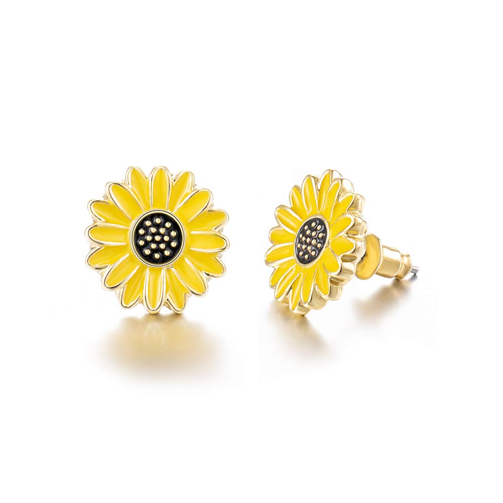 Jeka Sunflower Stud Earrings for Women Dainty Daisy Earrings Fashion Cute Boho Bff Studs Post Earring Jewelry for Friends 10mm 3g