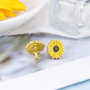 Jeka Sunflower Stud Earrings for Women Dainty Daisy Earrings Fashion Cute Boho Bff Studs Post Earring Jewelry for Friends 10mm 3g