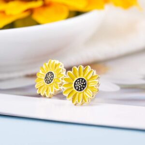 Jeka Sunflower Stud Earrings for Women Dainty Daisy Earrings Fashion Cute Boho Bff Studs Post Earring Jewelry for Friends 10mm 3g