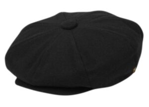 oversize melton wool 8 panel classic applejack newsboy one size solid color hat cap (black)