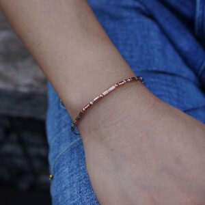 RareLove Aunt Morse Code Bracelets Best Aunt Christmas Gift Women Rose Golden Beads Grey String Bracelet