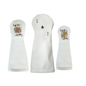 spades poker playing card sunfish leather golf club headcover set ace driver, king fairway, queen hybrid