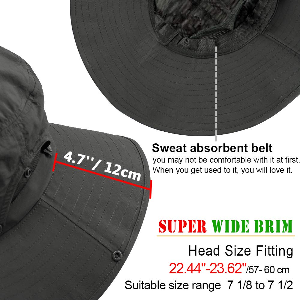 Cooltto Wide Brim Sun Hats with Waterproof Breathable for Fishing, Hiking, Camping，for Men Women Kids Army Green