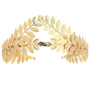 HIPIHOM Greek Goddess Crown Bridal Gold Leaf Headband Wedding Party Halloween Headpiece