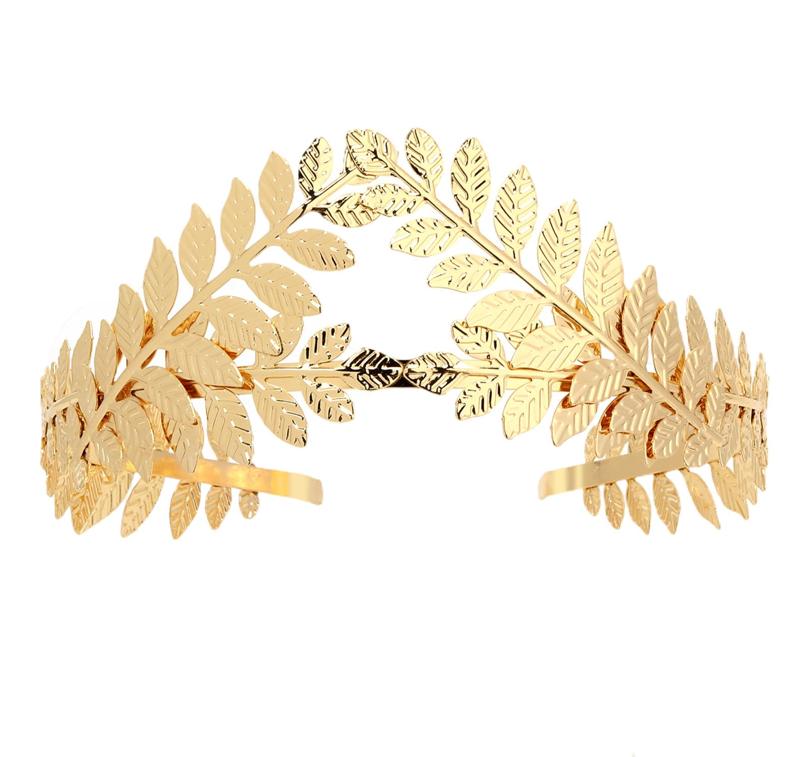 HIPIHOM Greek Goddess Crown Bridal Gold Leaf Headband Wedding Party Halloween Headpiece