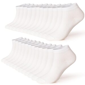 enerwear-coolmax 24 pack men's casual cotton low cut no show ankle socks (10-13/24pair, white)