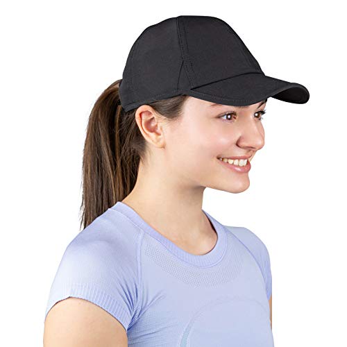 TrailHeads UV Protection Running Hats for Women, 50+ UPF - Summer Hats for Women Baseball Cap - Tennis, Golf, Gym, Workout Black