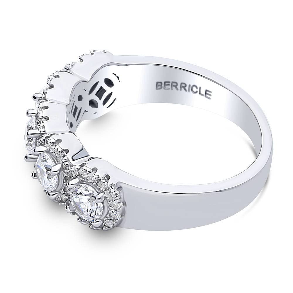 BERRICLE Sterling Silver 5-Stone Wedding Rings Cubic Zirconia CZ Cocktail Anniversary Band for Women, Rhodium Plated Size 8