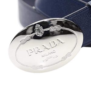 Prada Navy Blue Saffiano Leather Belt Brushed Silver Buckle 105/42 2CM046