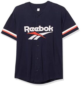 reebok classic baseball jersey shirt, collegiate navy, l