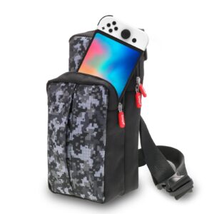 heatfun bag for nintendo switch, durable shoulder bag for nintendo switch and nintendo switch accessories - camouflage