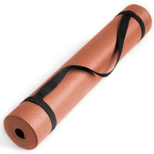 nicole miller yoga workout mat, thick yoga exercise mat for home gym with exercise mat strap (coral, 4mm thick)