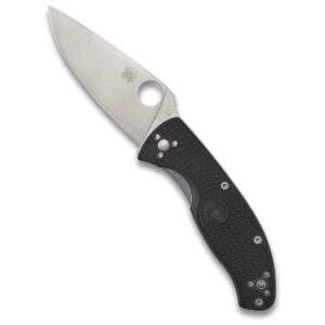 spyderco tenacious lightweight folding utility pocket knife with 3.39" stainless steel blade and black frn handle - everyday carry - plainedge - c122pbk