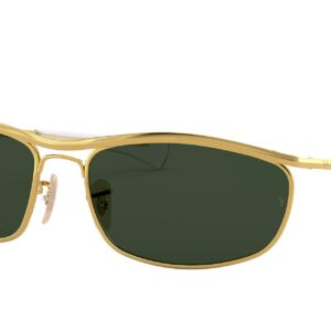 Ray-Ban RB3119M Olympian I Deluxe Rectangular Sunglasses, Gold/G-15 Green, 62 mm