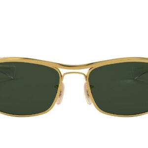 Ray-Ban RB3119M Olympian I Deluxe Rectangular Sunglasses, Gold/G-15 Green, 62 mm