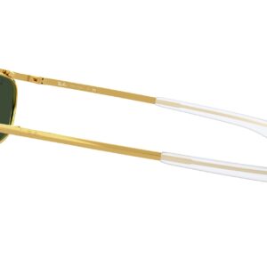 Ray-Ban RB3119M Olympian I Deluxe Rectangular Sunglasses, Gold/G-15 Green, 62 mm