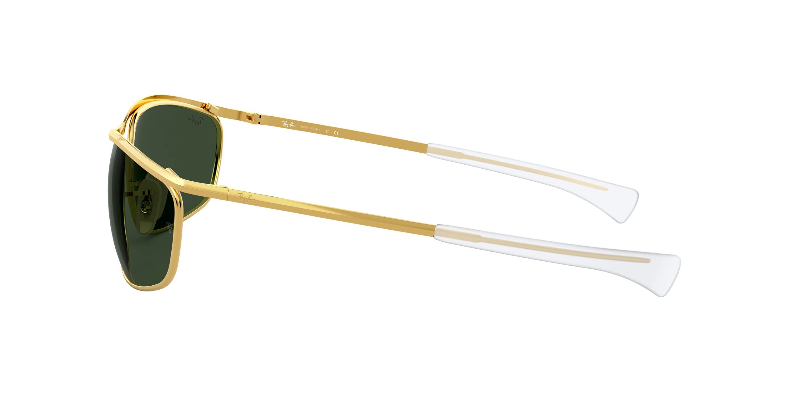 Ray-Ban RB3119M Olympian I Deluxe Rectangular Sunglasses, Gold/G-15 Green, 62 mm