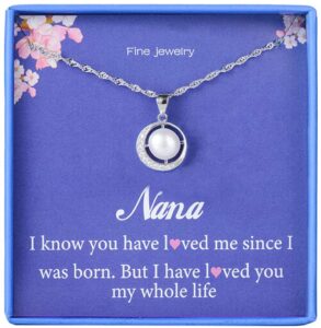 gifytel nana gifts grandma gifts for grandma pearl necklace pendant moon crystal cz cubic zirconia jewelry birthday grandmother mothers day gift christmas gifts ideas for women