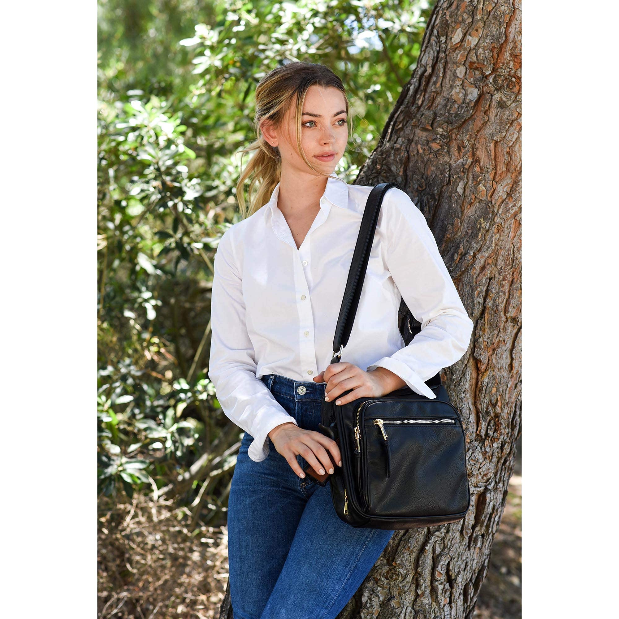 Jessie & James | Concealed Crossbody Gunbag RFID Blocking Locking Firearm Removable Holster | GY