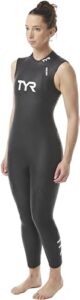 tyr women's hurricane wetsuit cat 1 sleeveless, black, xl