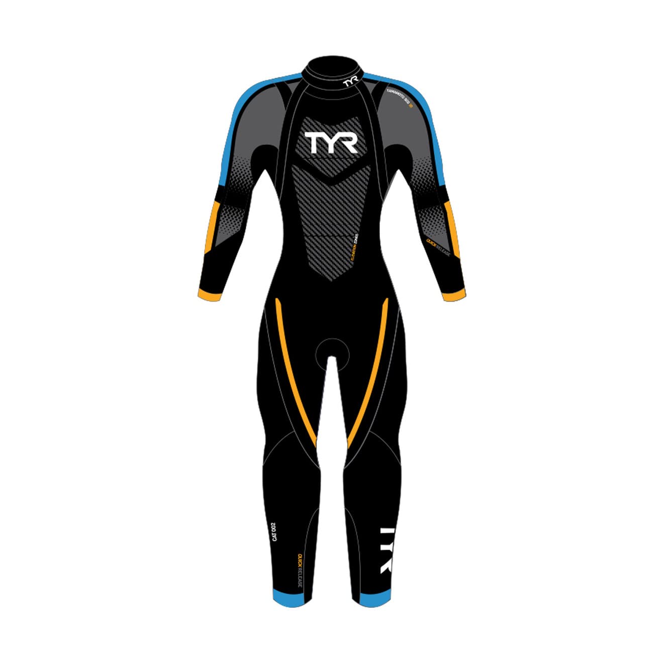 TYR HCATM6A577XL Mens Cat 2 Wetsuit Black/Blue/Orange XL