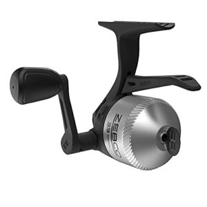 zebco 33 micro trigger spincast fishing reel, size 10 reel, changeable right- or left-hand retrieve, built-in bite alert, all-metal gears, pre-spooled with 4-pound zebco cajun line, silver/black