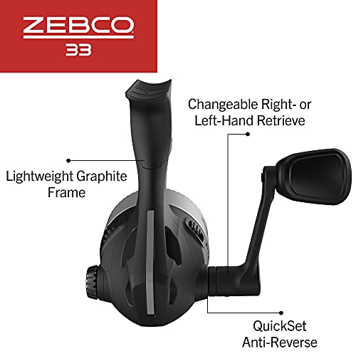 Zebco 33 Micro Trigger Spincast Fishing Reel, Size 10 Reel, Changeable Right- or Left-Hand Retrieve, Built-in Bite Alert, All-Metal Gears, Pre-Spooled with 4-Pound Zebco Cajun Line, Silver/Black