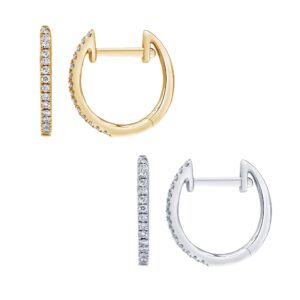 1/10 carat diamond, 14k gold hoop earring (h-i, i1-i2) by la4ve diamonds | real diamond hoop earrings for women | gift box included