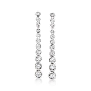 ross-simons 0.50 ct. t.w. bezel-set diamond drop earrings in sterling silver