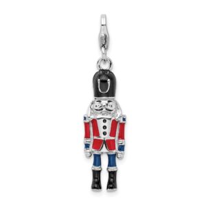 jewelry stores network red and black 3-d nutcracker clip-on pendant in 925 sterling silver 32 mm x 10 mm