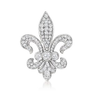 ross-simons 1.00 ct. t.w. diamond fleur-de-lis pin in sterling silver