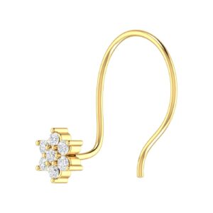 finerock 0.04 carat diamond star nose pin stud in 14k yellow gold (i1-i2 clarity)