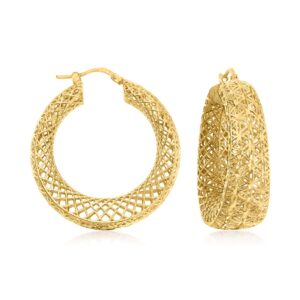 ross-simons italian 18kt gold over sterling openwork hoop earrings