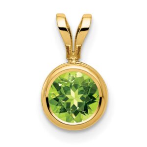 jewelry stores network 14k yellow gold 6mm peridot bezel pendant 11 mm x 7 mm